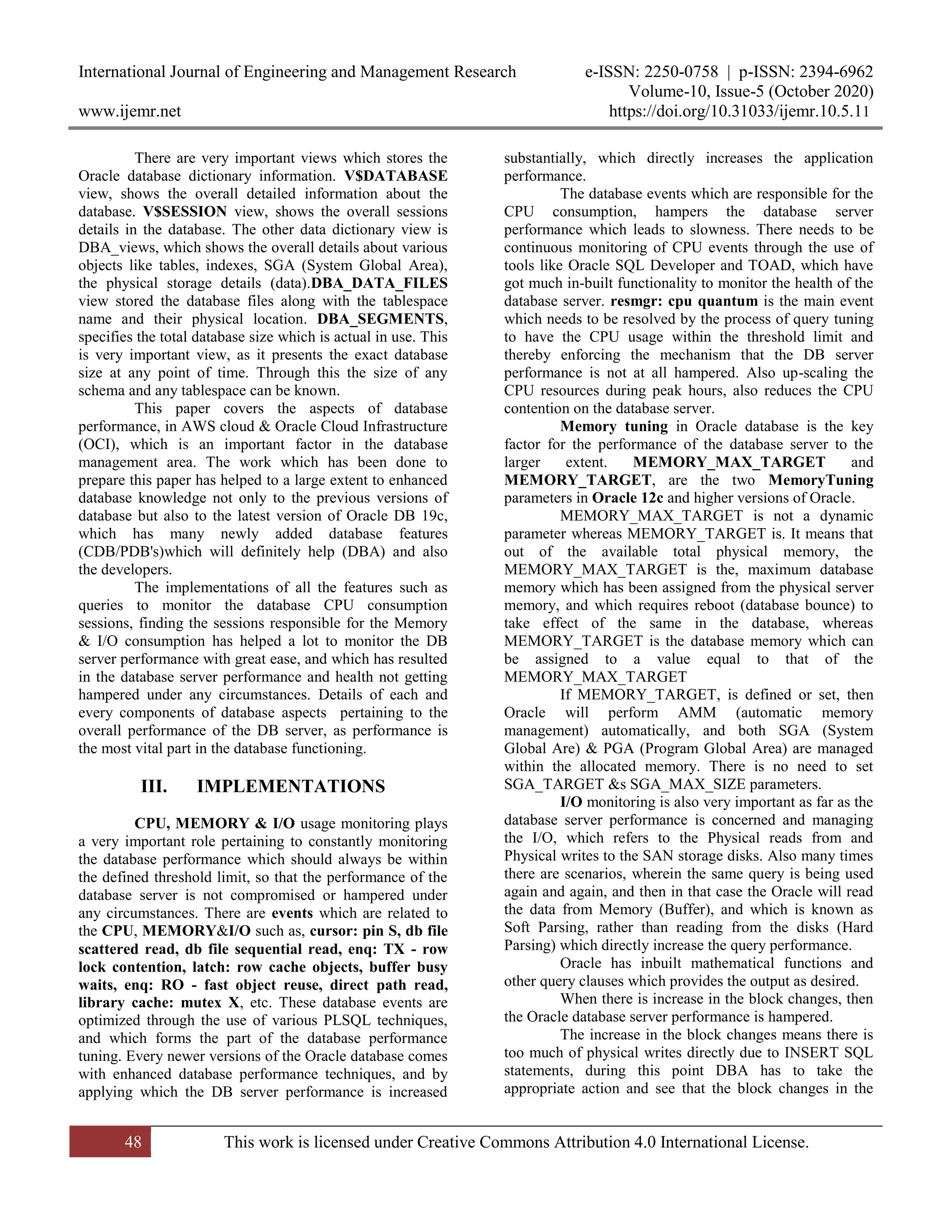 Database Performance Management in Cloud | PDF