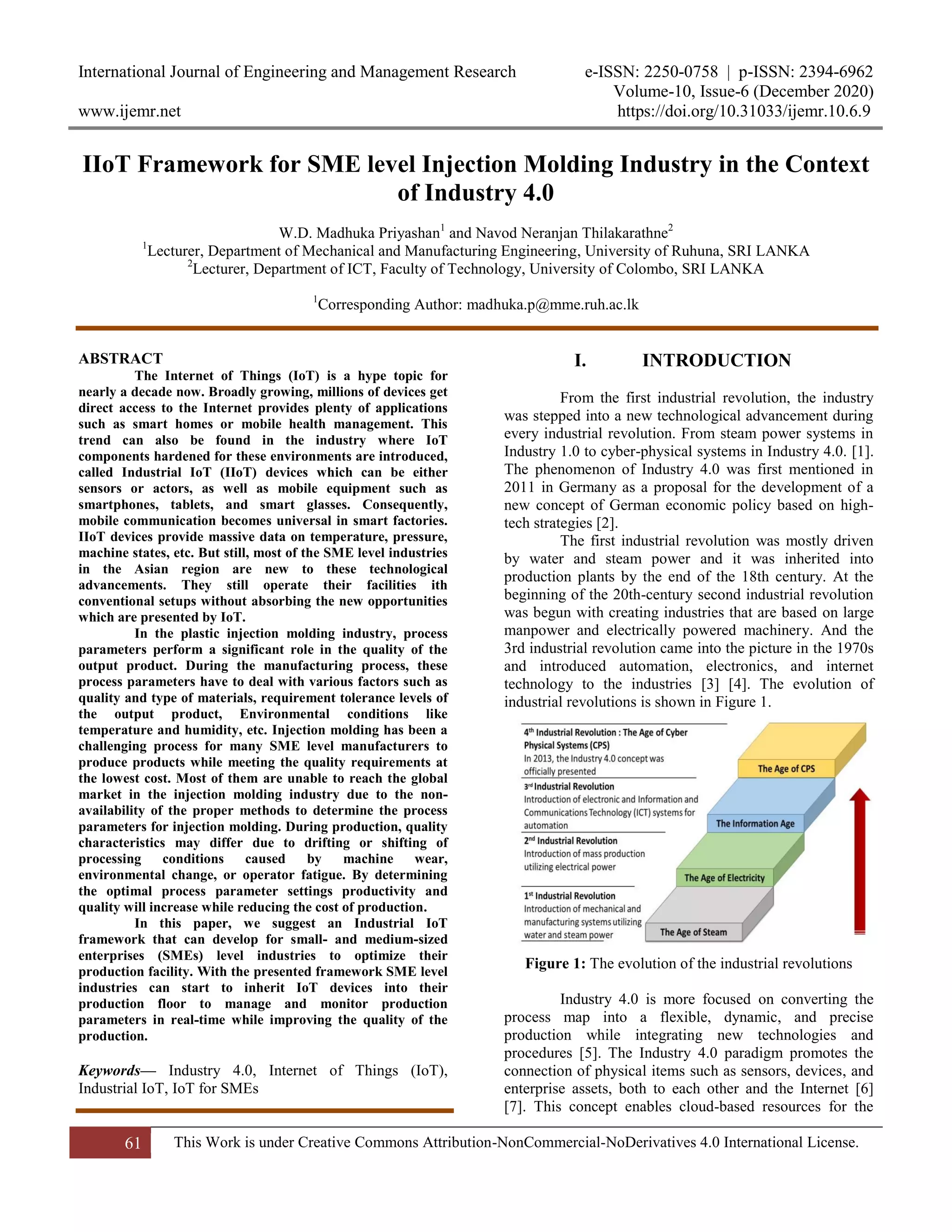IIoT Framework for SME level Injection Molding Industry in the Context ...