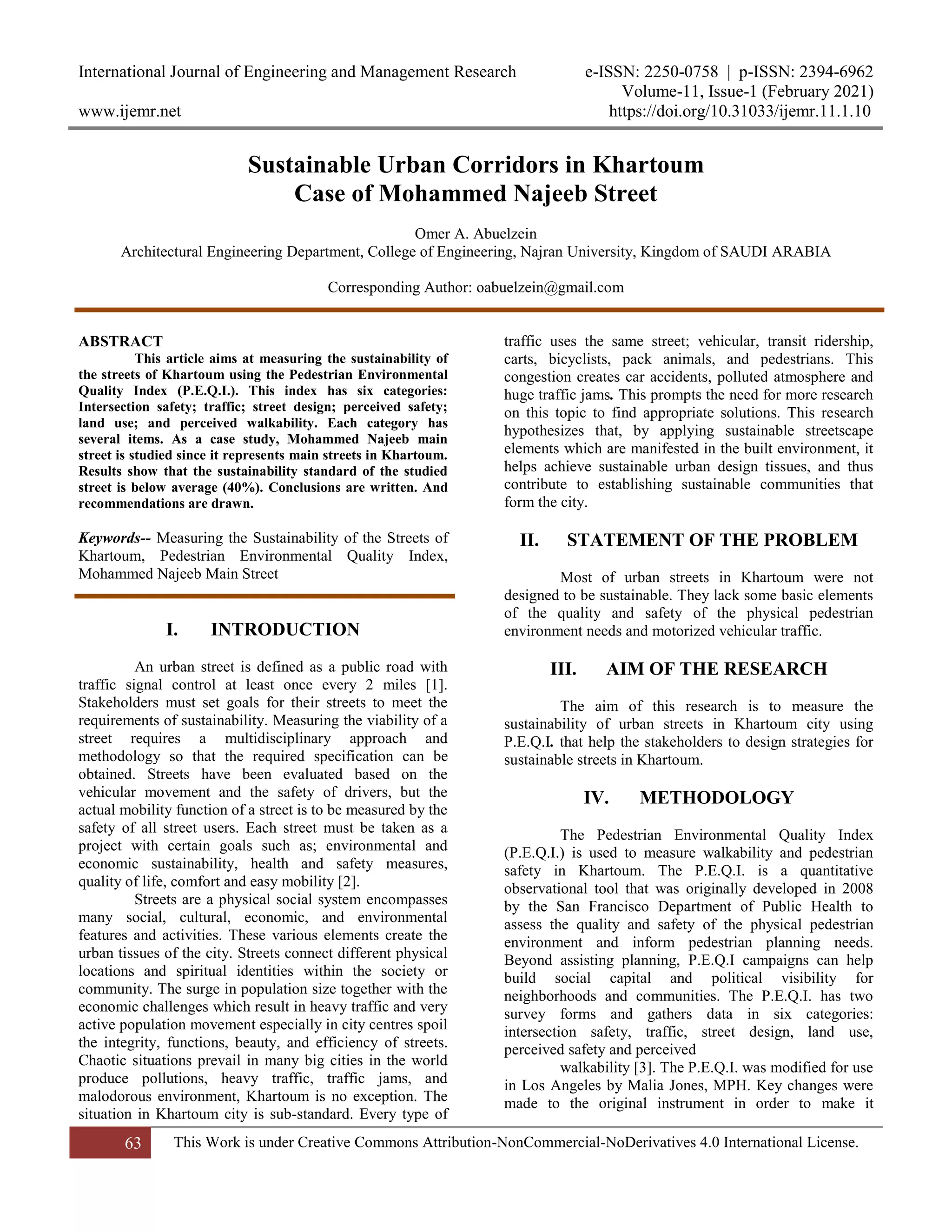Sustainable Urban Corridors in Khartoum Case of Mohammed Najeeb Street ...