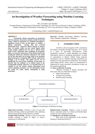 An Investigation of Weather Forecasting using Machine Learning ...
