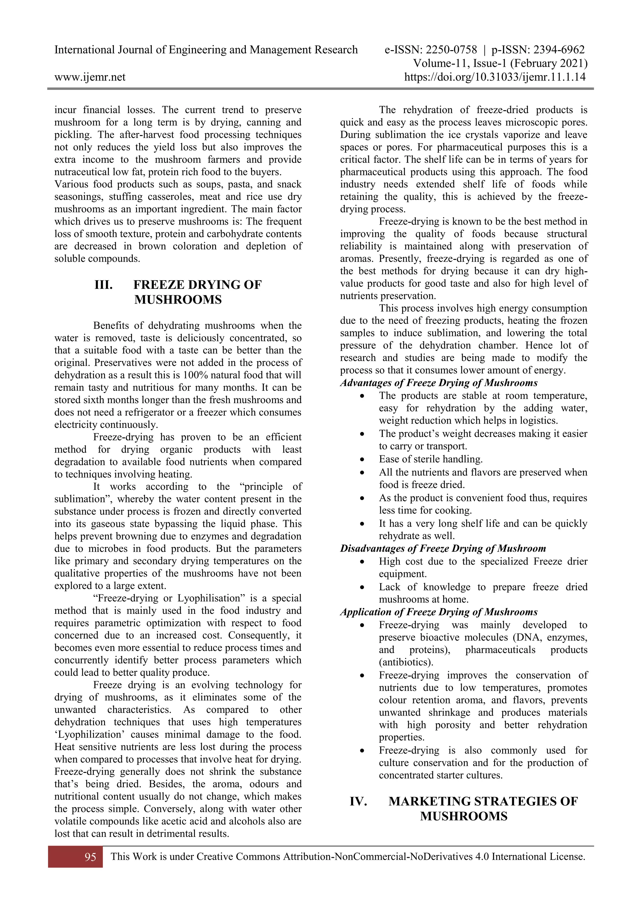 Novel Technologies for Processing Mushrooms and its Marketing ...