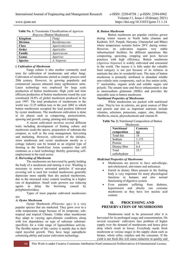 Novel Technologies for Processing Mushrooms and its Marketing ...