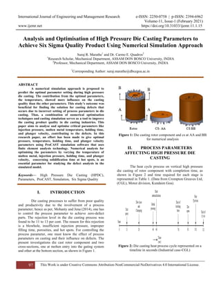 Analysis and Optimisation of High Pressure Die Casting Parameters to ...