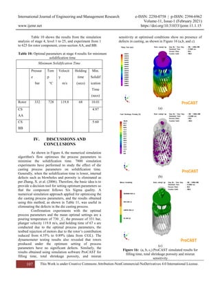 Analysis and Optimisation of High Pressure Die Casting Parameters to Achieve Six Sigma Quality ...