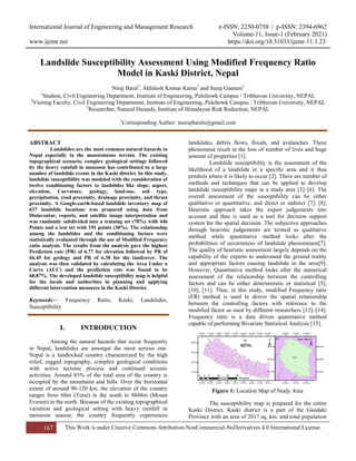 Landslide Susceptibility Assessment Using Modified Frequency Ratio Model in Kaski District ...