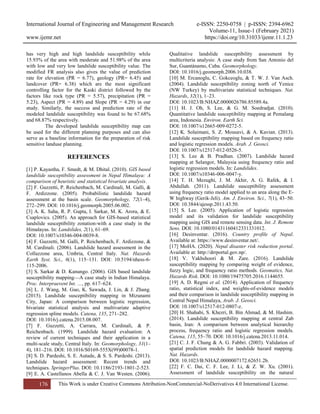 Landslide Susceptibility Assessment Using Modified Frequency Ratio ...