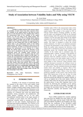 Study of Association between Volatility Index and Nifty using VECM ...