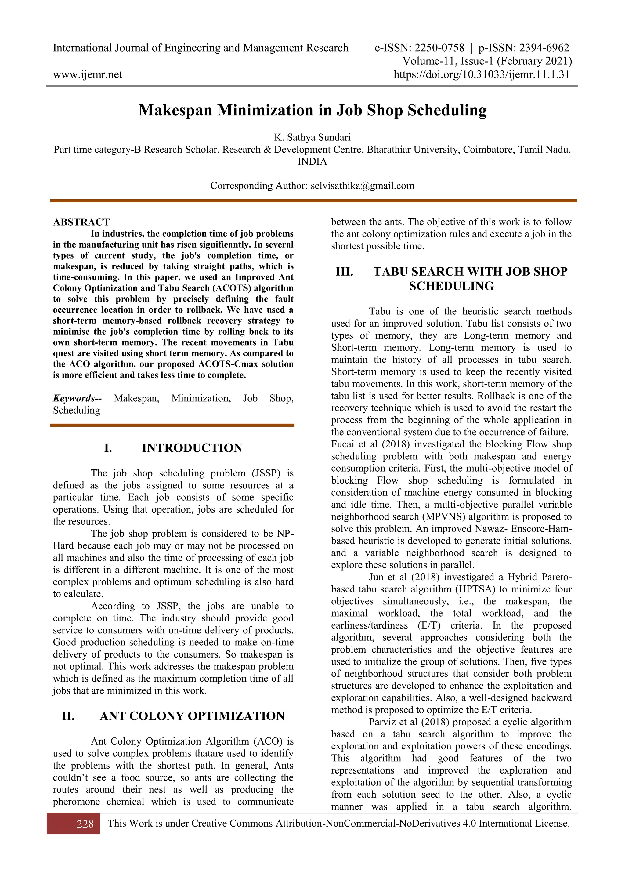Makespan Minimization in Job Shop Scheduling | PDF