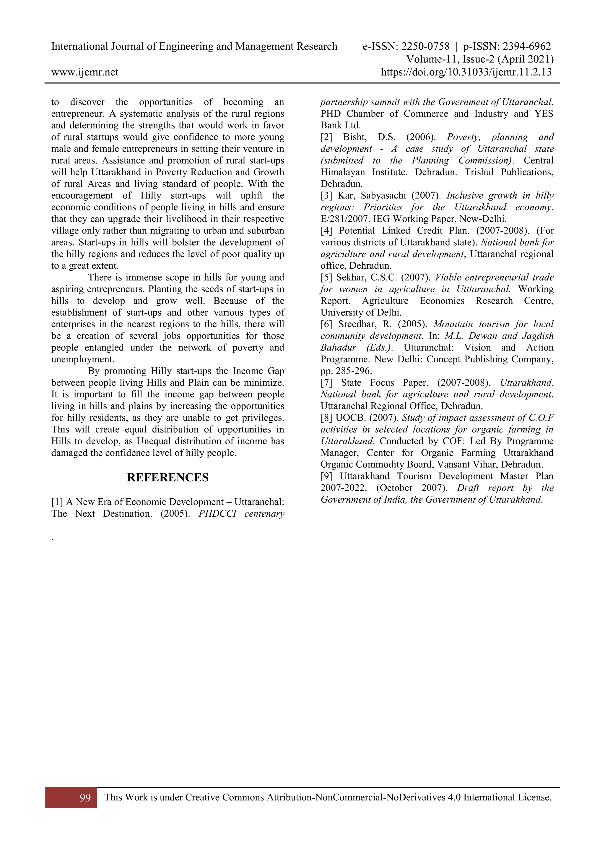 Status of Start-ups in Hills and Planes of Uttarakhand: A Comparative ...