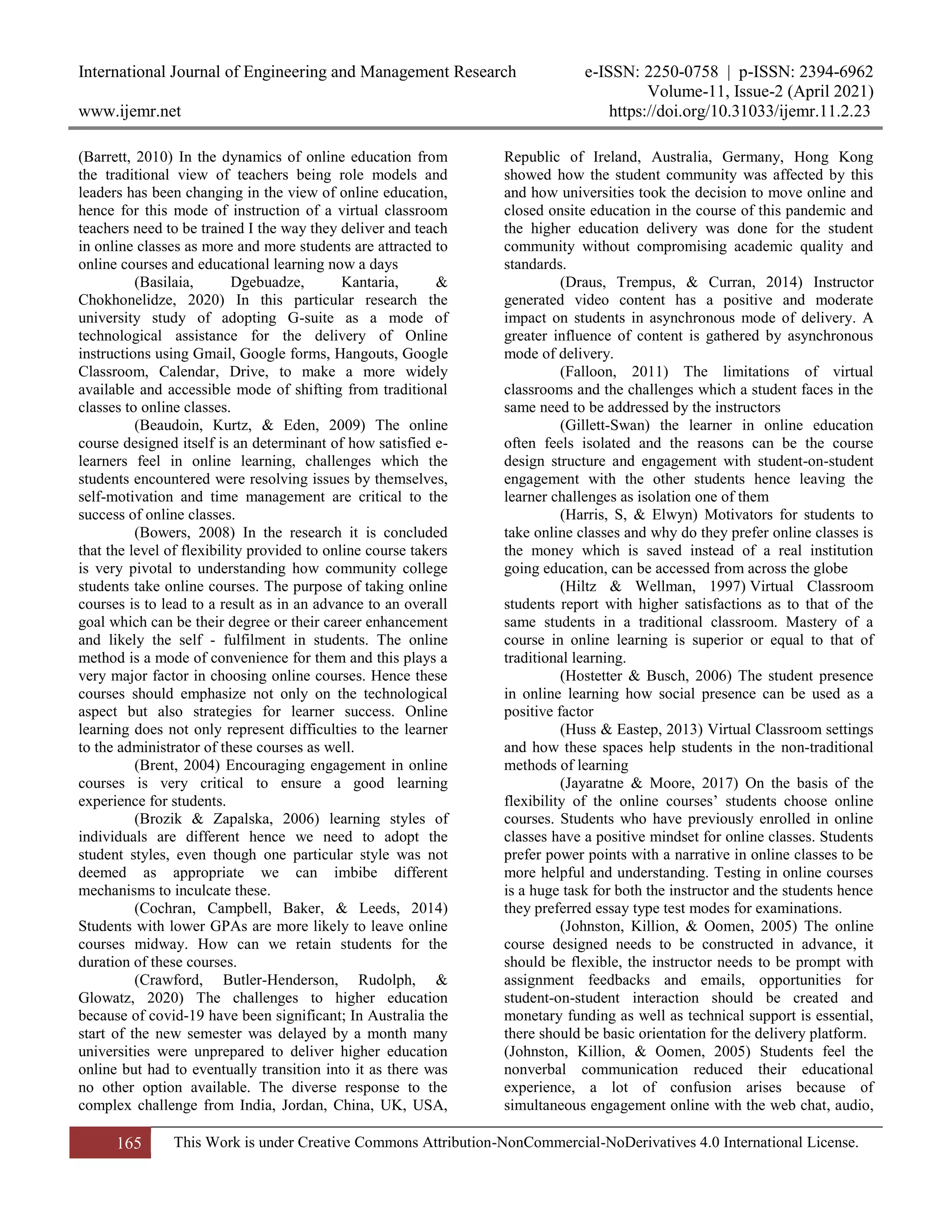 Challenges and Experiences of Students in the Virtual Classroom World ...