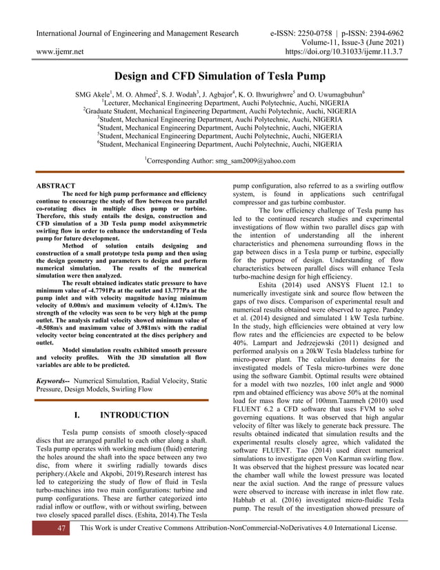 Design and CFD Simulation of Tesla Pump | PDF Design and CFD Simulation of Tesla Pump | PDF