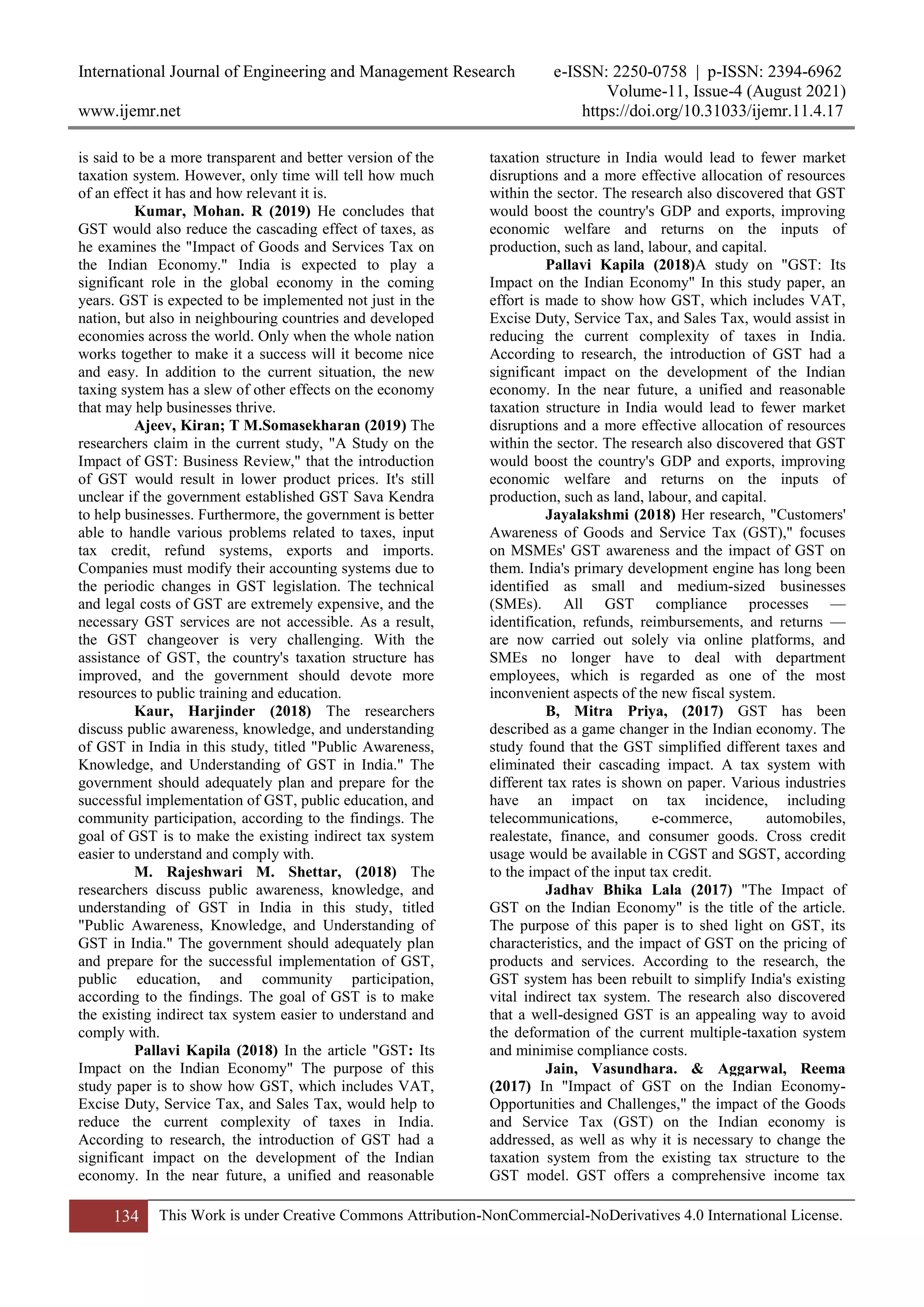 Goods and Services Tax: Benefits and its Impact on Indian Economy | PDF