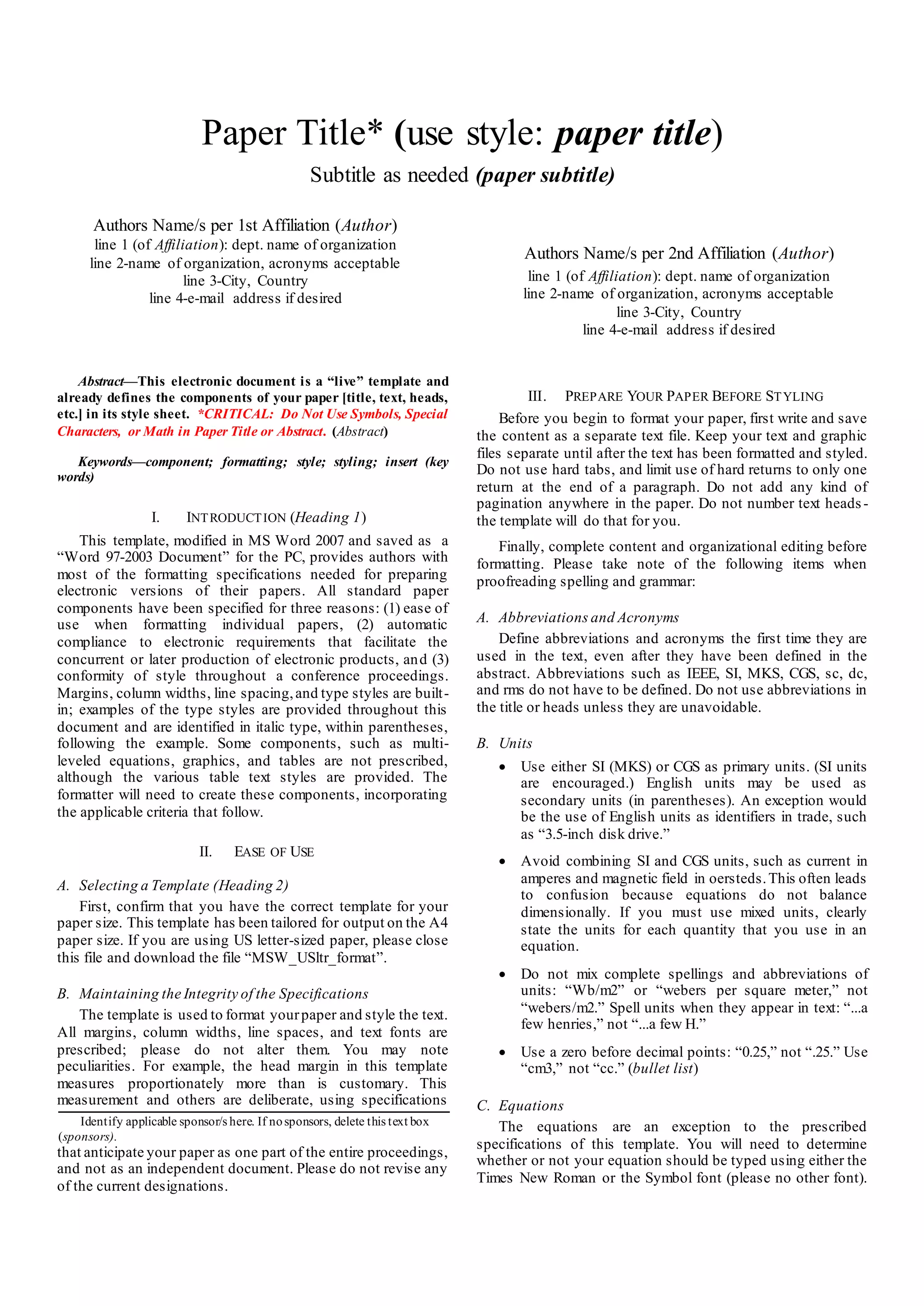 Ijert paper template | DOC