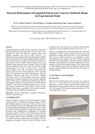 Flexural Deformation of Expanded Polystyrene Concrete Sandwich Beam: An Experimental Study | PDF