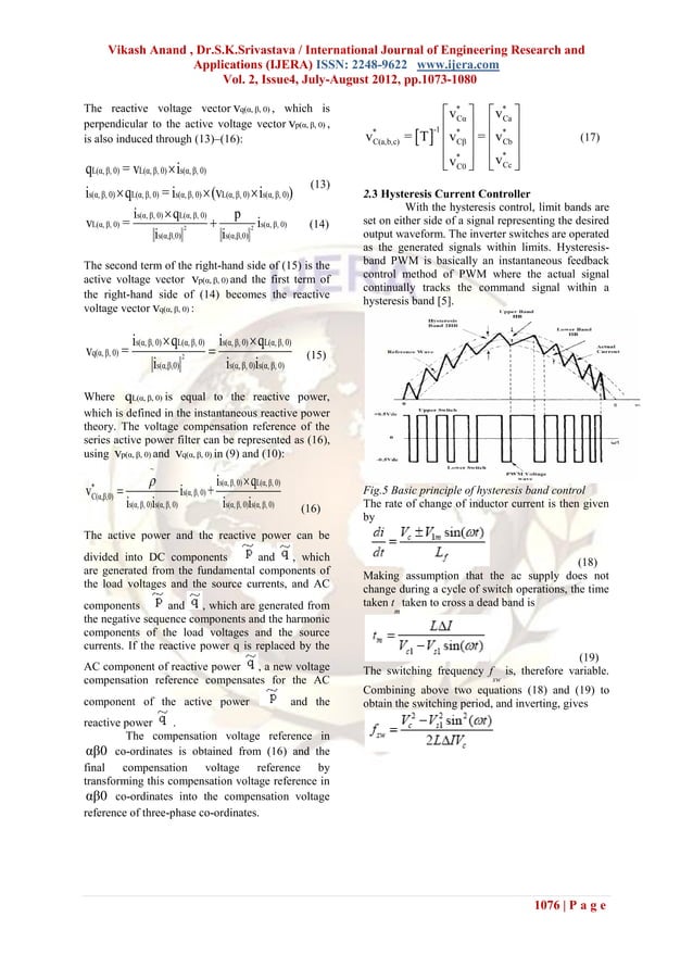 Simulation And Performance Investigation Of Series Active Power Filter Using Hysteresis Current ...