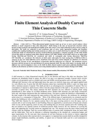 Finite ElementAnalysis of Doubly Curved Thin Concrete Shells | PDF