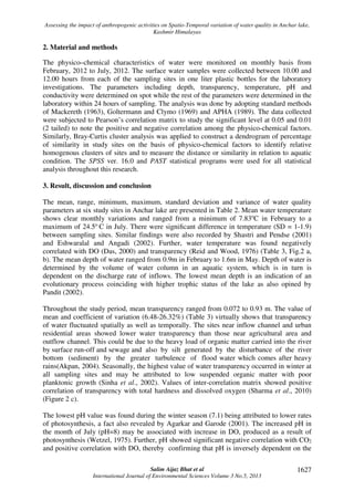 Assessing the impact of anthropogenic activities on spatio-temporal variation of water quality ...