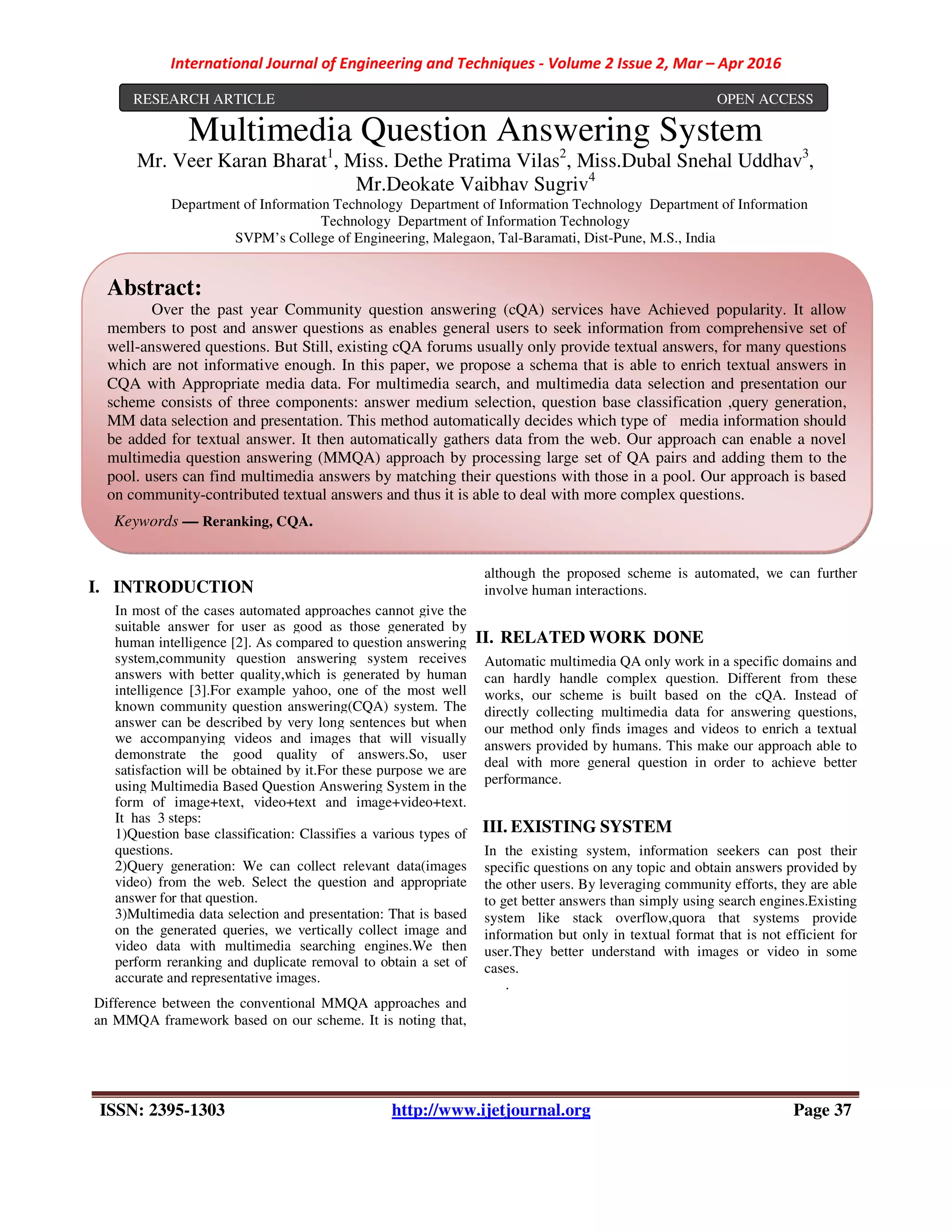 [IJET-V2I2P5] Authors:Mr. Veer Karan Bharat1, Miss. Dethe Pratima ...