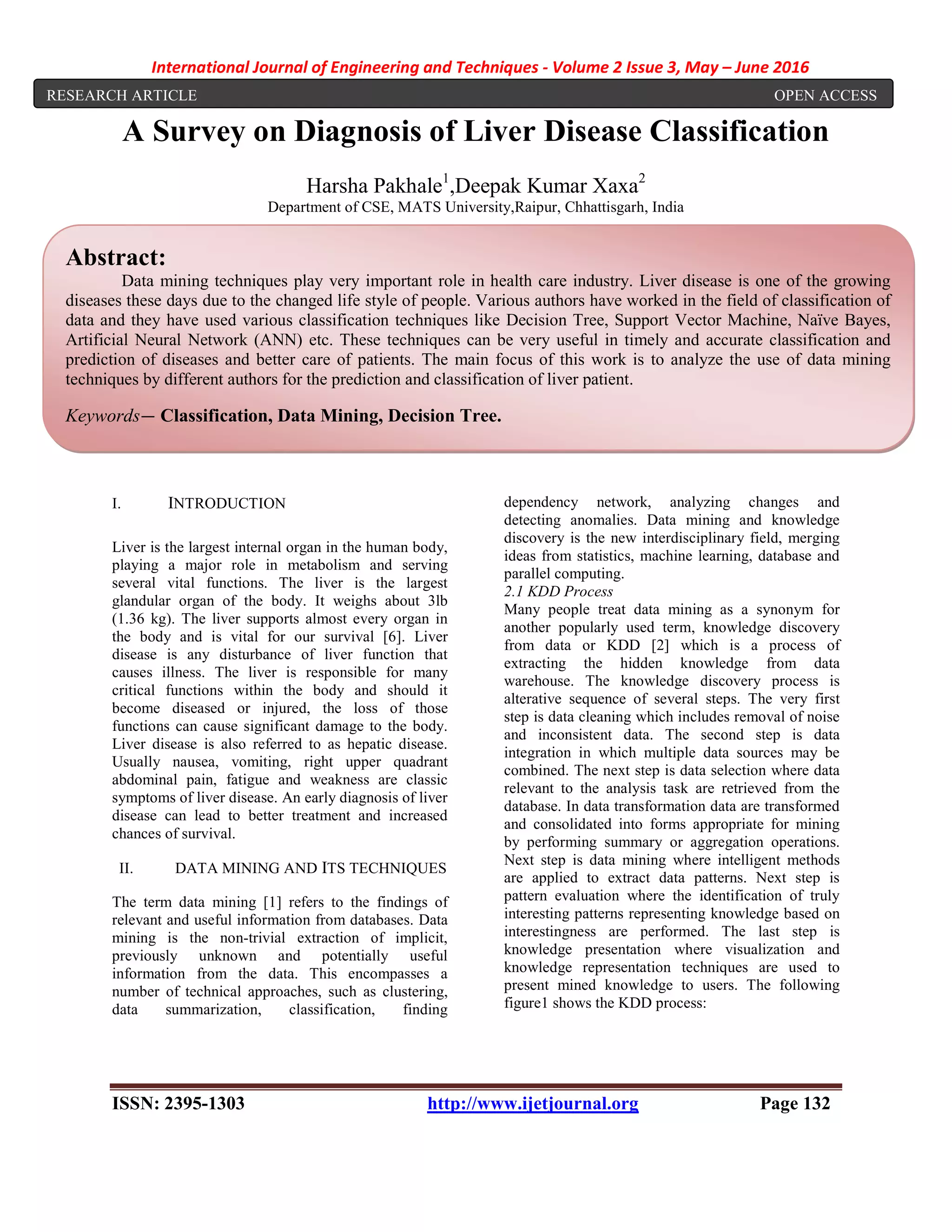 [IJET-V2I3P22] Authors: Harsha Pakhale,Deepak Kumar Xaxa | PDF