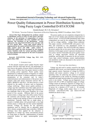 Power Quality Enhancement in Power Distribution System by Using Fuzzy Logic Controlled D-STATCOM ...