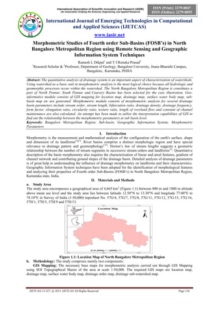 Morphometric Studies of Fourth order Sub-Basins (FOSB’s) in North Bangalore Metropolitan Region ...