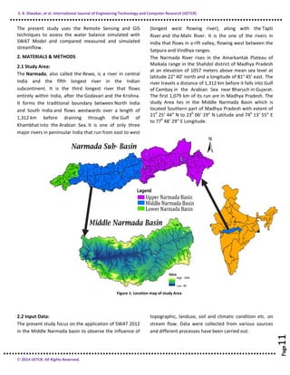 Hydrologic Assessment in a Middle Narmada Basin, India using SWAT Model ...