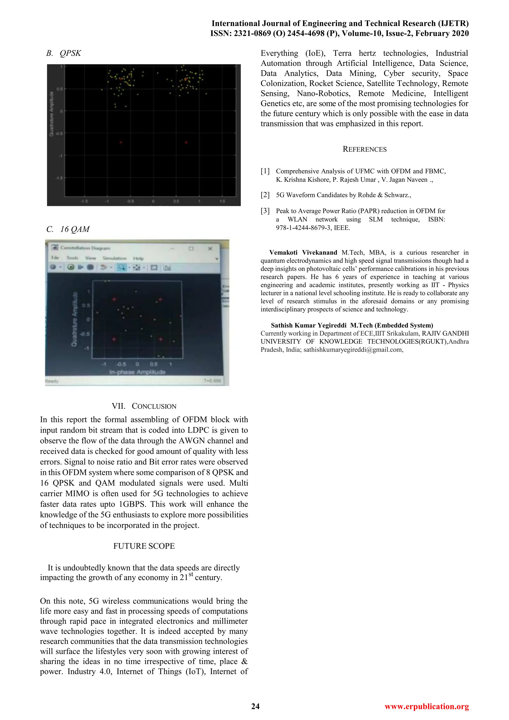 BER analysis of Multi carrier OFDM scheme for 5G communications | PDF
