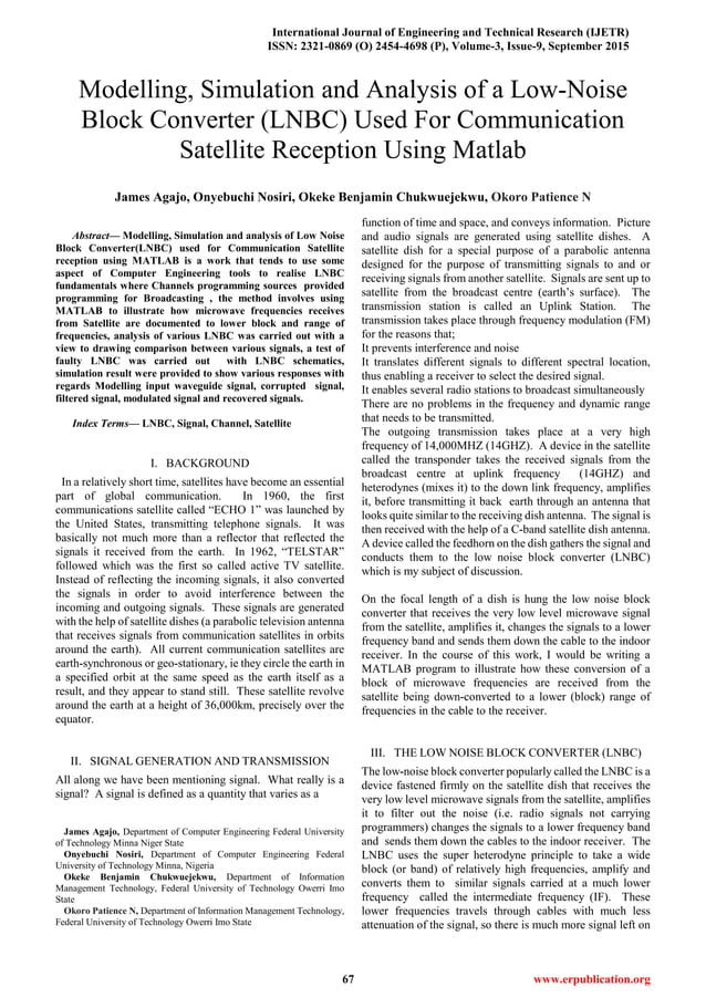 Modelling, Simulation and Analysis of a Low-Noise Block Converter (LNBC ...