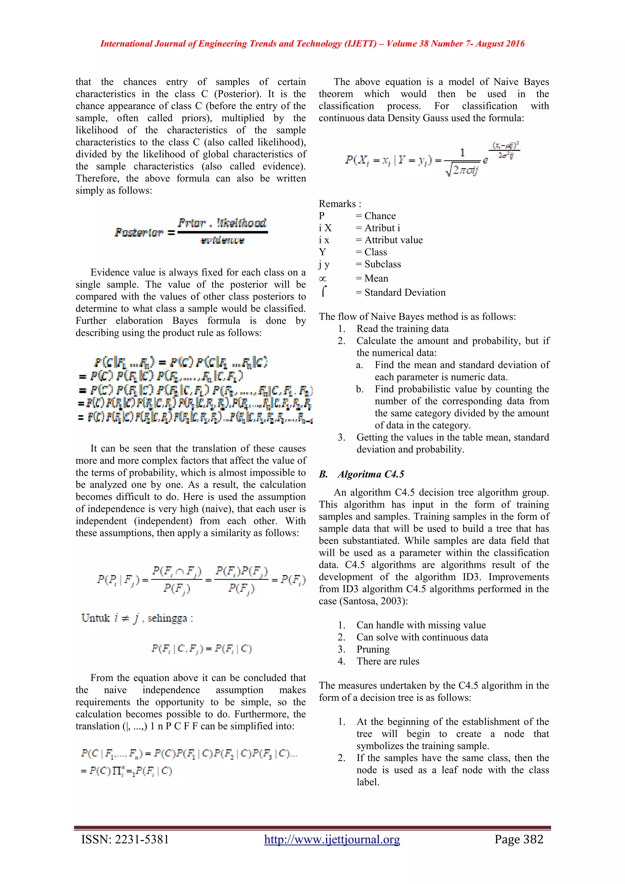 Data Mining Classification Comparison (Naïve Bayes and C4.5 Algorithms) | PDF