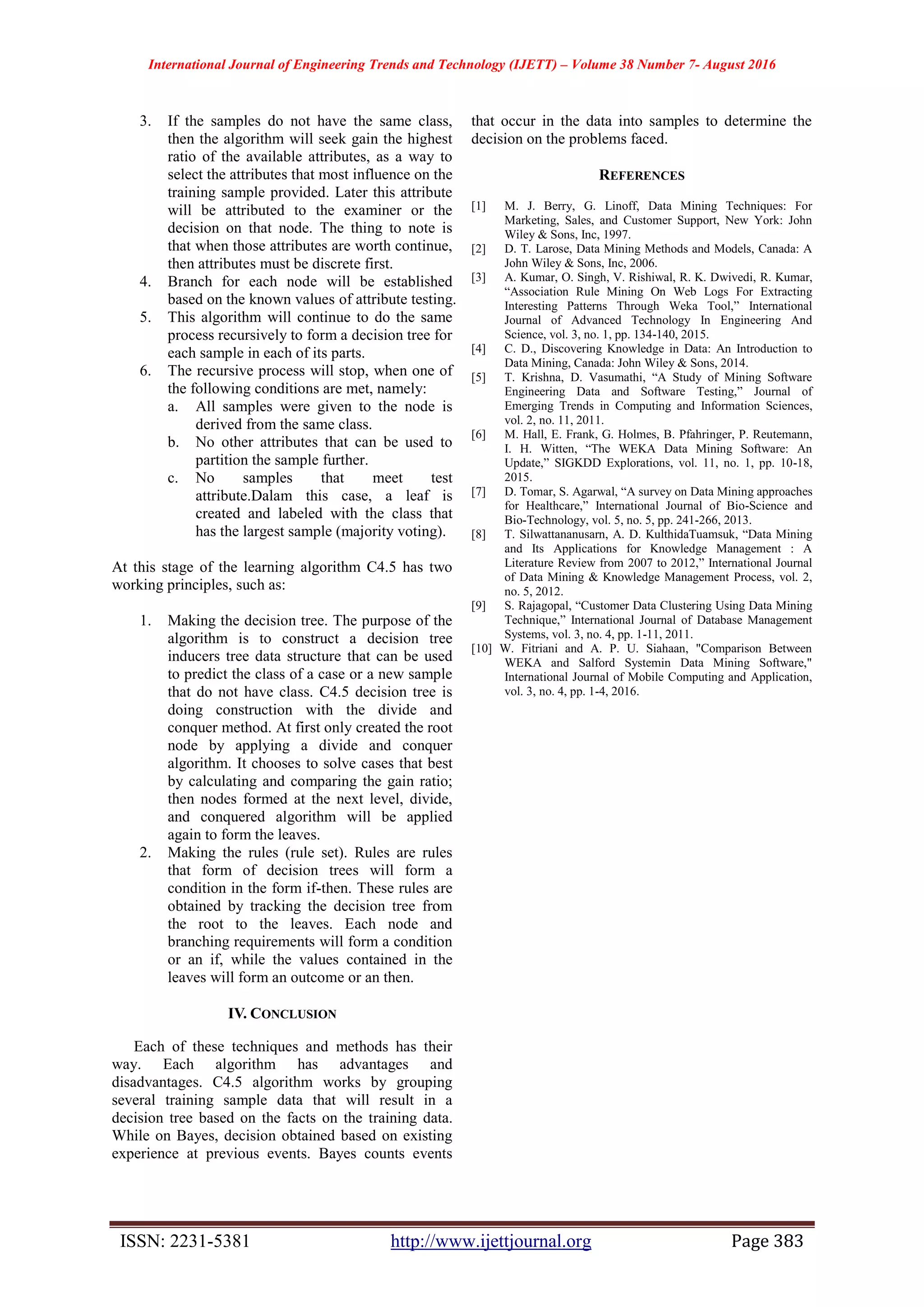 Data Mining Classification Comparison Naïve Bayes And C45 Algorithms