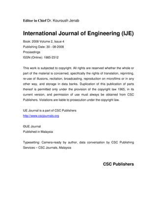 International Journal of Engineering (IJE) Volume (2) Issue (4) | PDF
