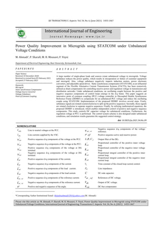 Power Quality Improvement in Microgrids using STATCOM under Unbalanced Voltage Conditions | PDF