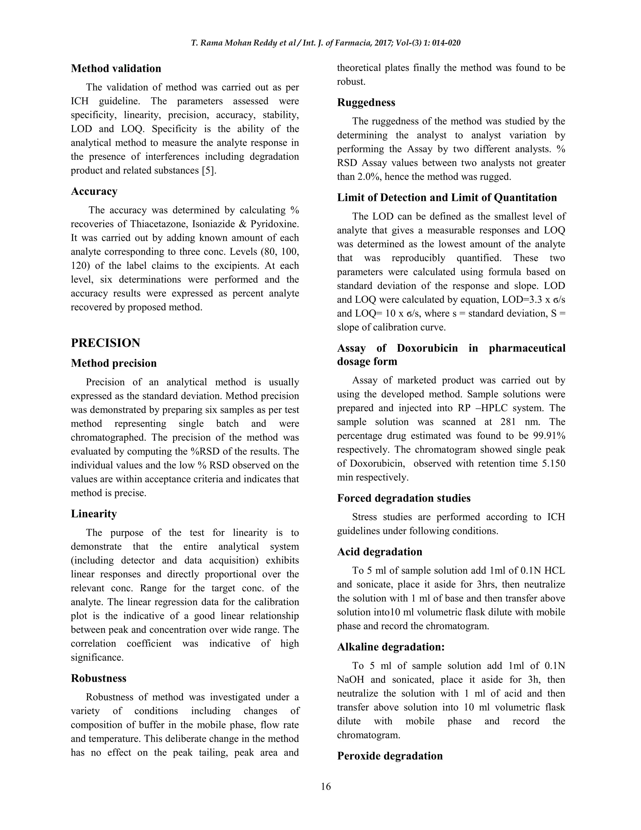 Stability indicating method development and validation for the ...