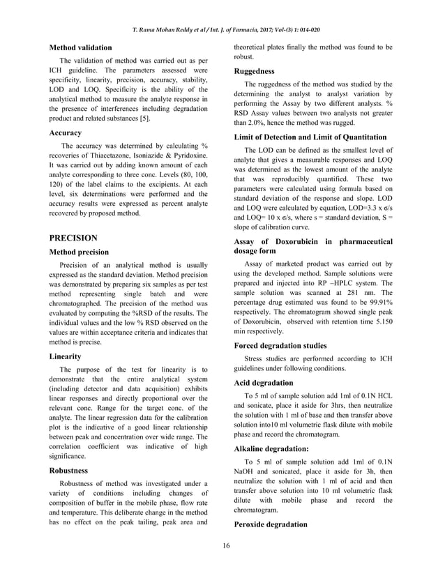 Stability indicating method development and validation for the estimation of Doxorubicin by ...