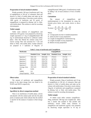 Stability indicating method and validation for the simultaneous estimation of metformin and ...