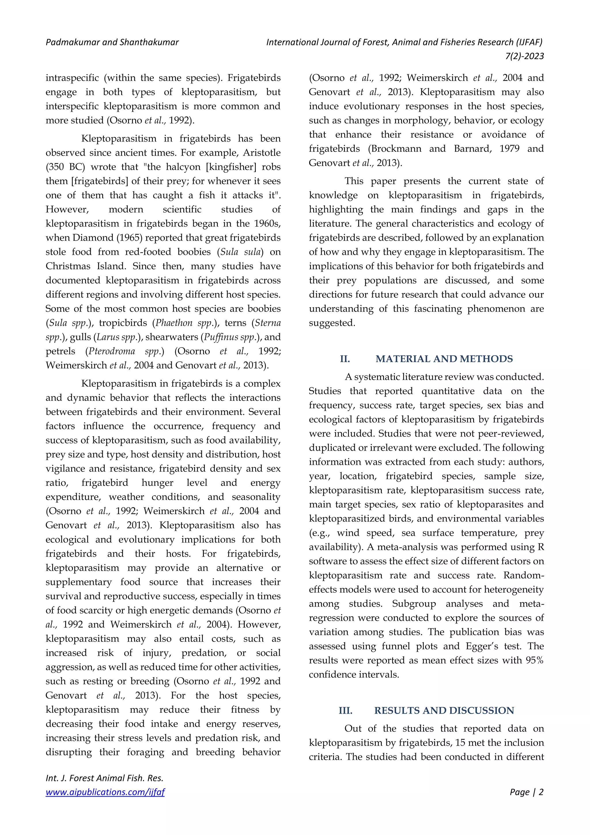 The costs and benefits of kleptoparasitism in frigatebirds: An ...
