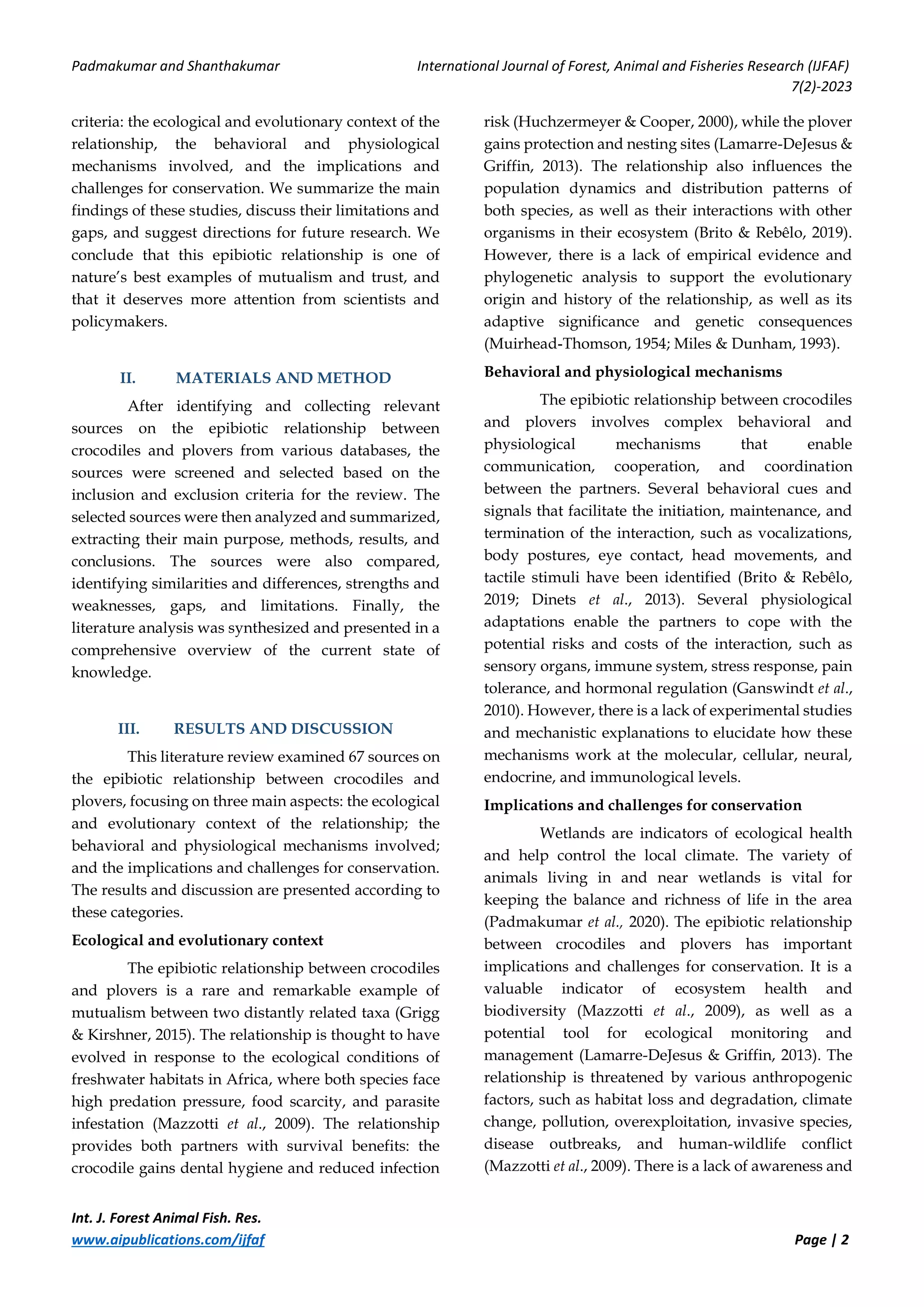 The ecological and evolutionary significance of the crocodile-plover ...