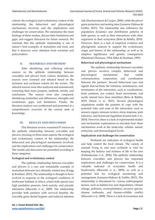 The ecological and evolutionary significance of the crocodile-plover symbiosis – A review | PDF