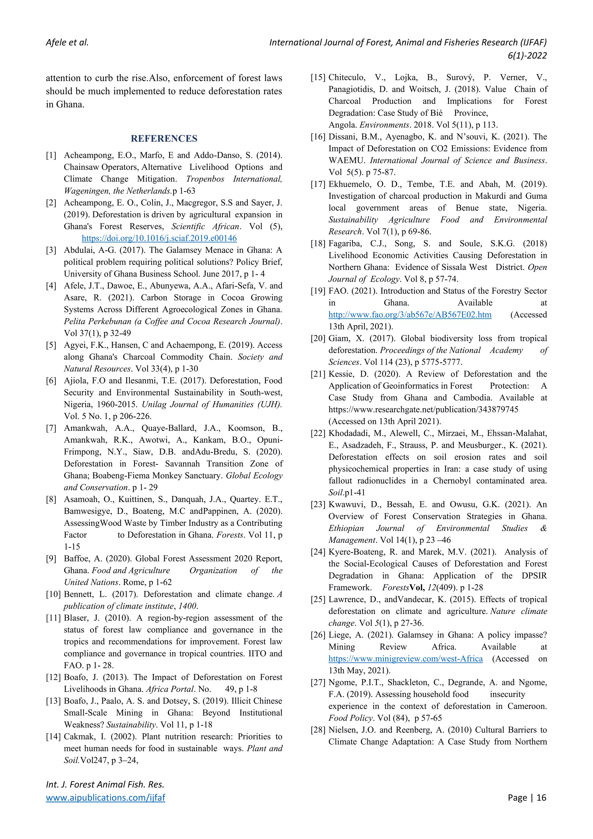 Deforestation in Ghana: Evidence from selected Forest Reserves across ...