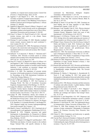 Termite Mounds’ Diversity and Distribution: A Study at Jnanabharathi ...