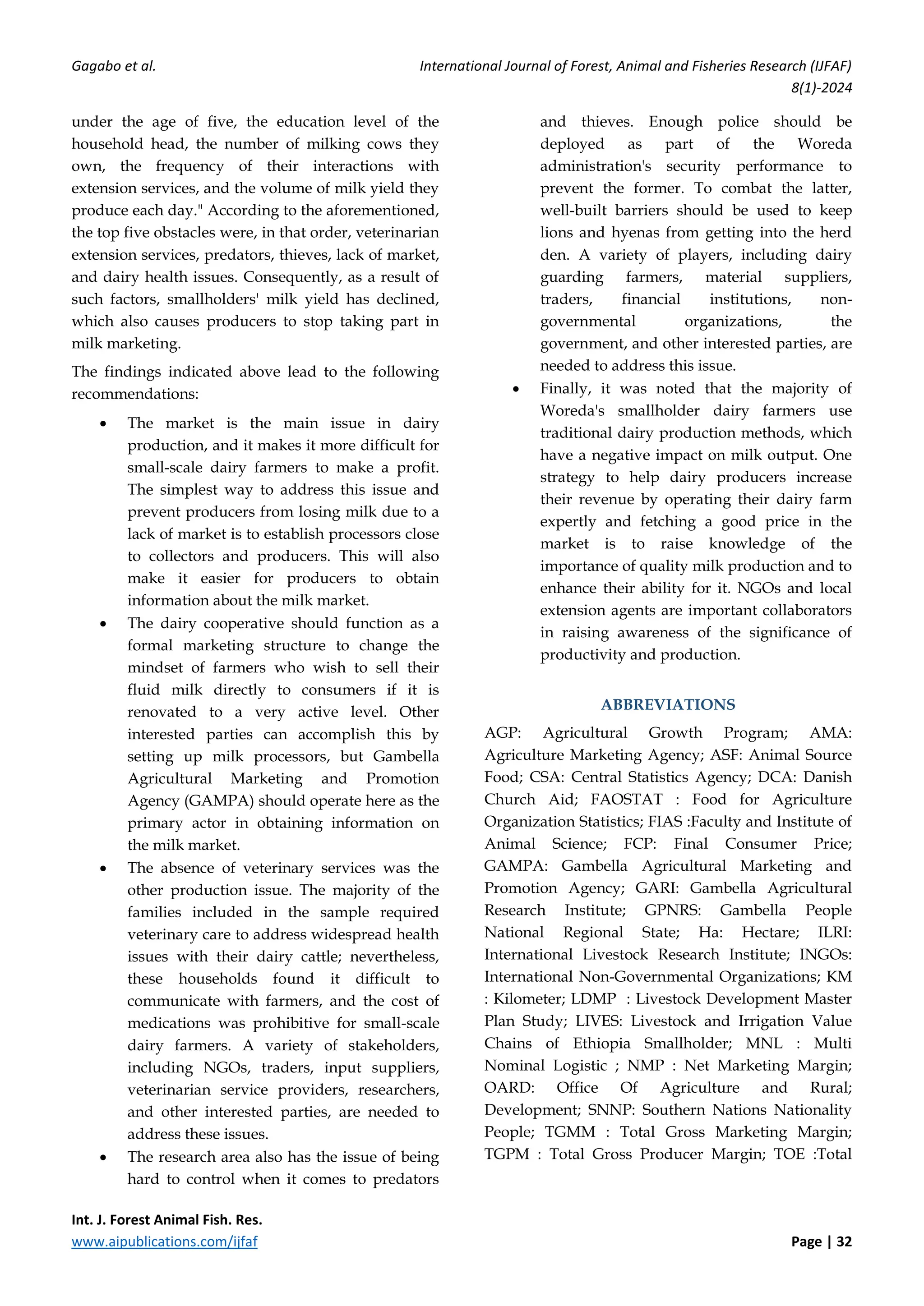 Analysis of Value Chain of Cow Milk: The Case of Itang Special Woreda ...
