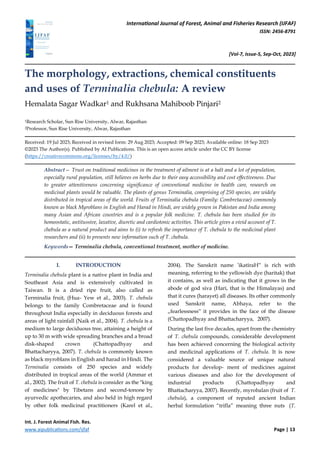 The morphology, extractions, chemical constituents and uses of Terminalia chebula: A review | PDF