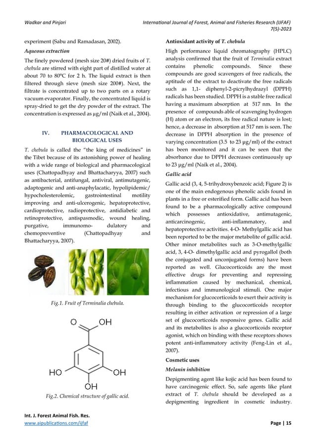 The morphology, extractions, chemical constituents and uses of Terminalia chebula: A review ...