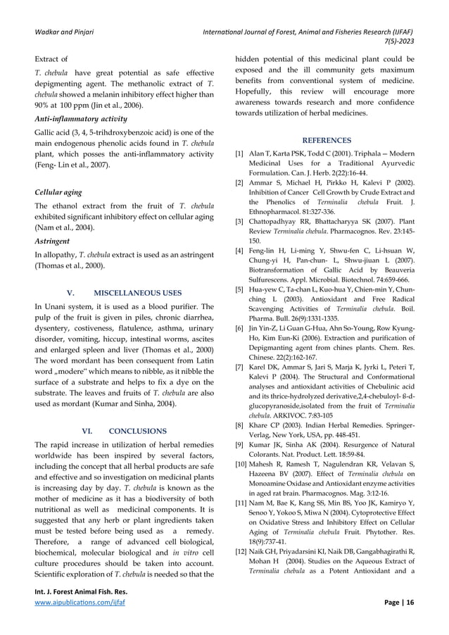 The morphology, extractions, chemical constituents and uses of Terminalia chebula: A review ...