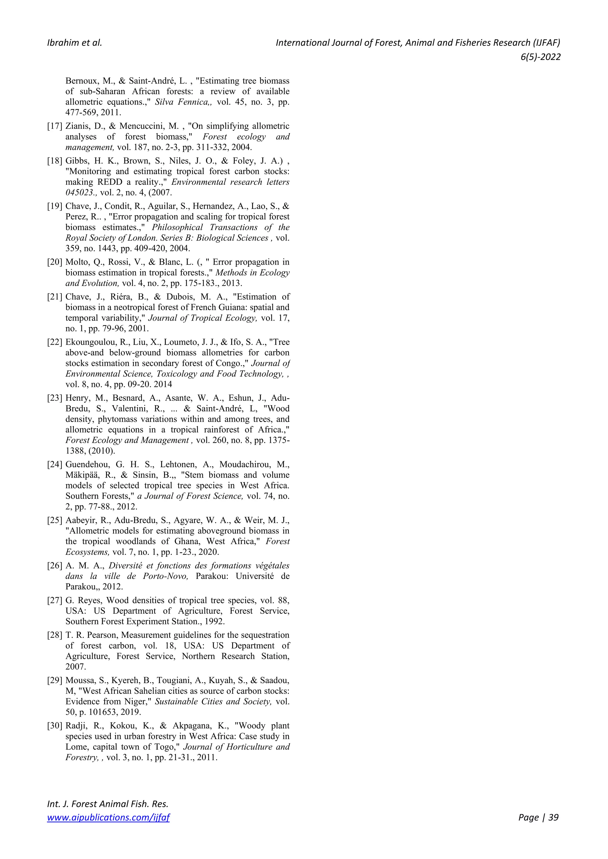 Application of Allometric Equation for Estimating Above-Ground Biomass ...