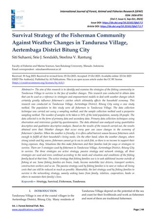 Survival Strategy of the Fisherman Community Against Weather Changes in Tandurusa Village ...