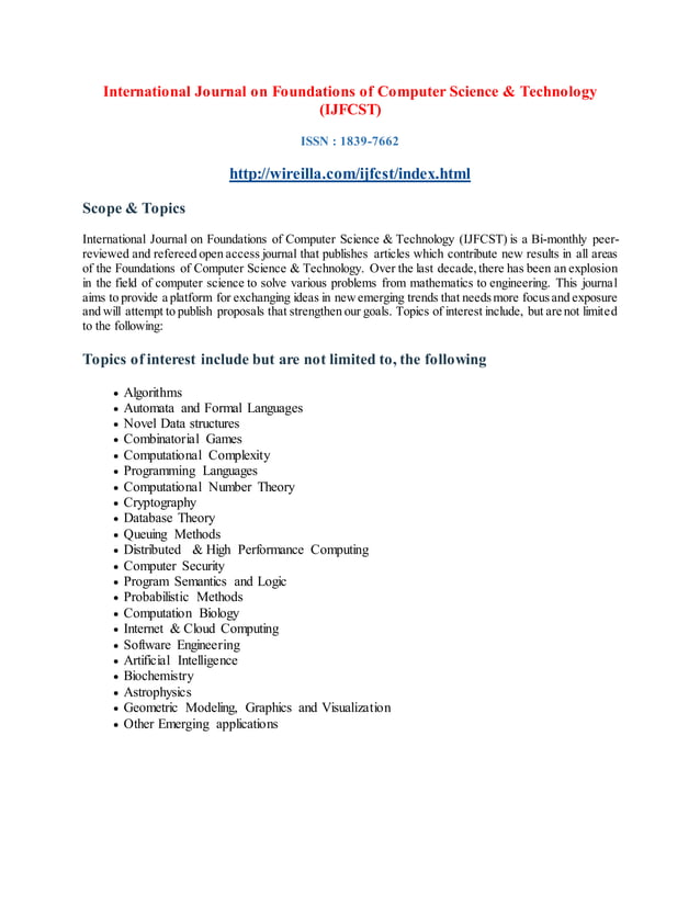 International Journal on Foundations of Computer Science & Technology ...