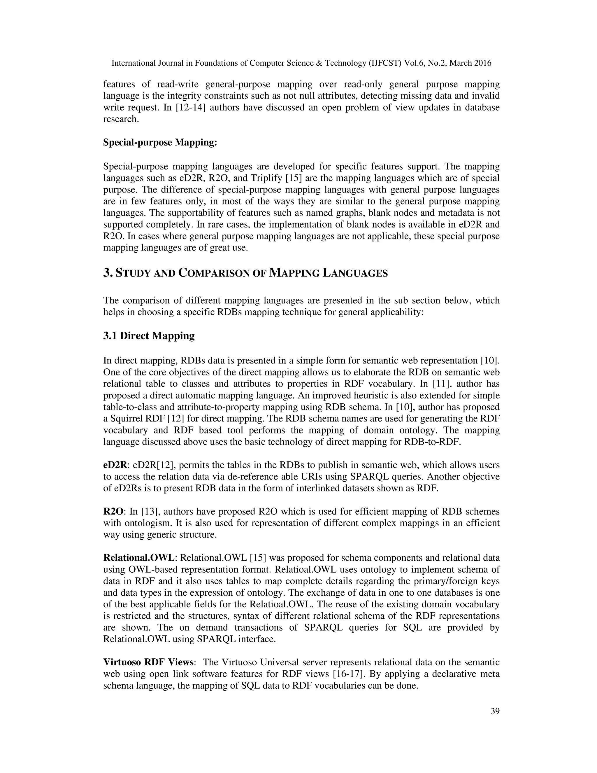 A REVIEW ON RDB TO RDF MAPPING FOR SEMANTIC WEB | PDF