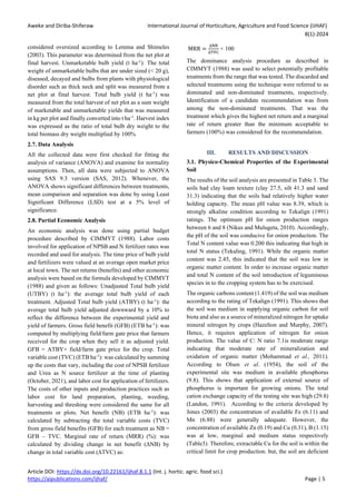 Growth, Yield and Economic Advantage of Onion (Allium cepa L ...