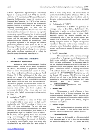 Severity of Tomato brown rugose fruit virus in tomato (Solanum ...